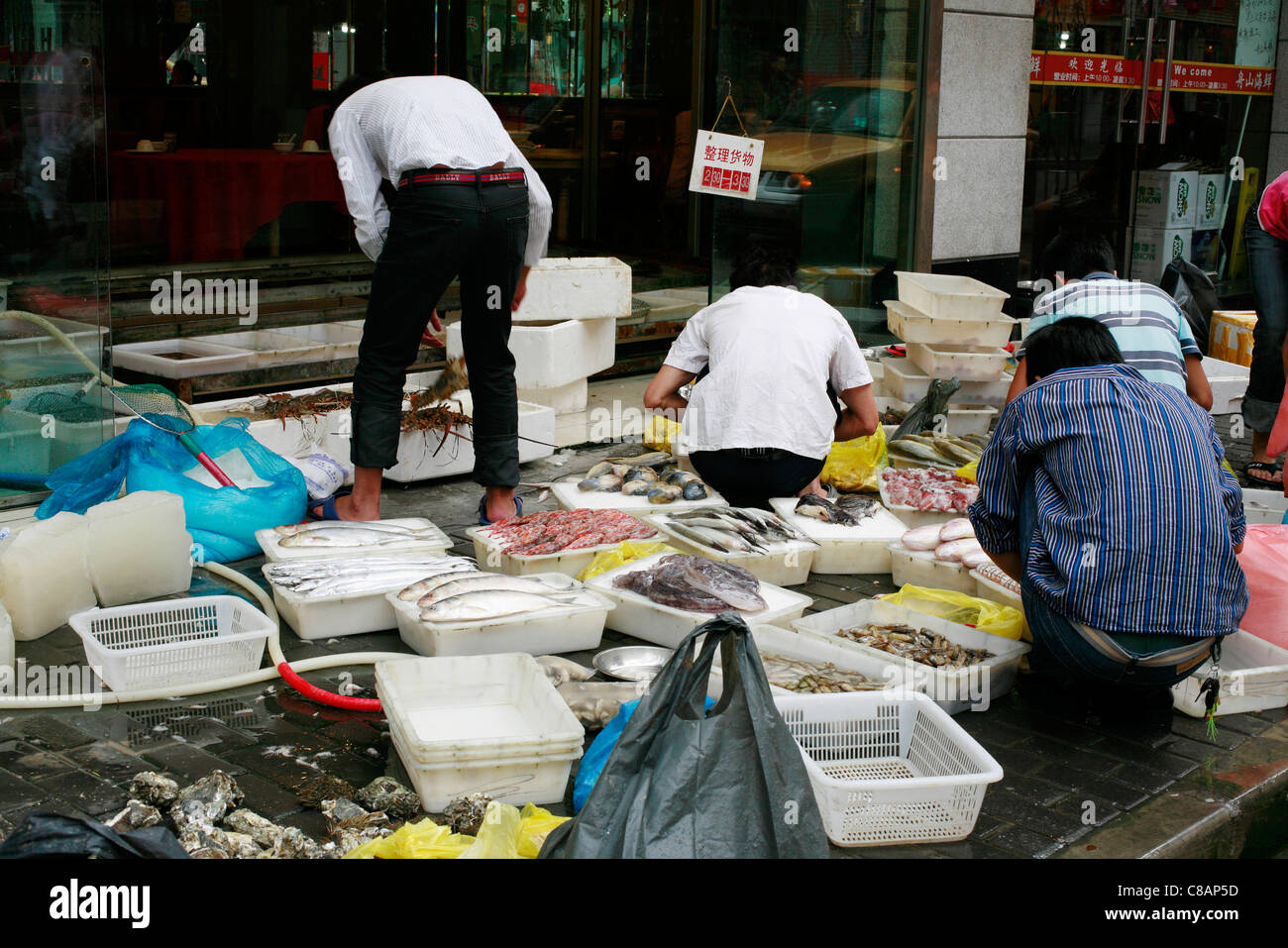 Delivering fish in a Chinese restaurant,Shanghai Stock Photo - Alamy