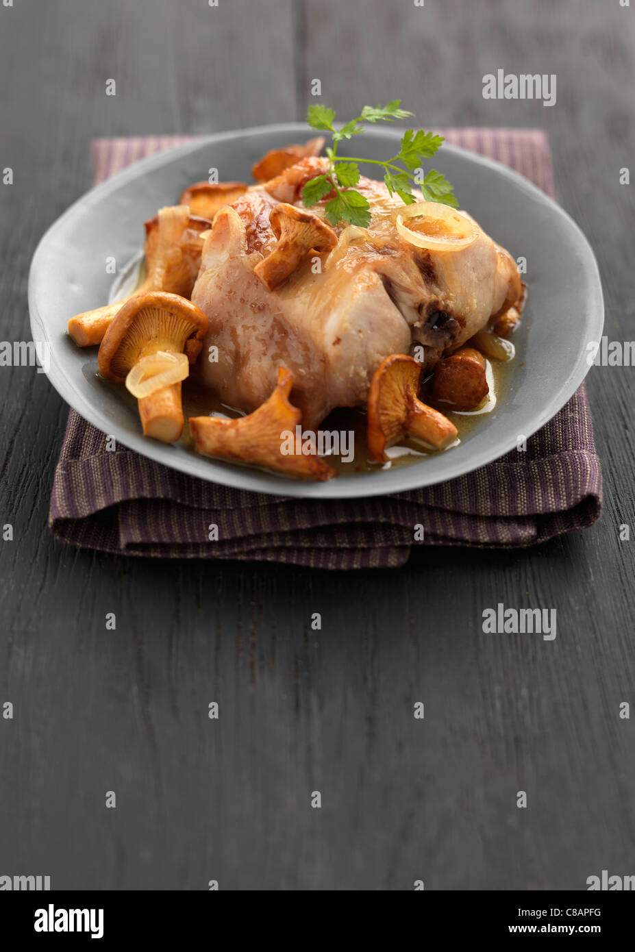 Saddle of rabbit with chanterelles Stock Photo - Alamy