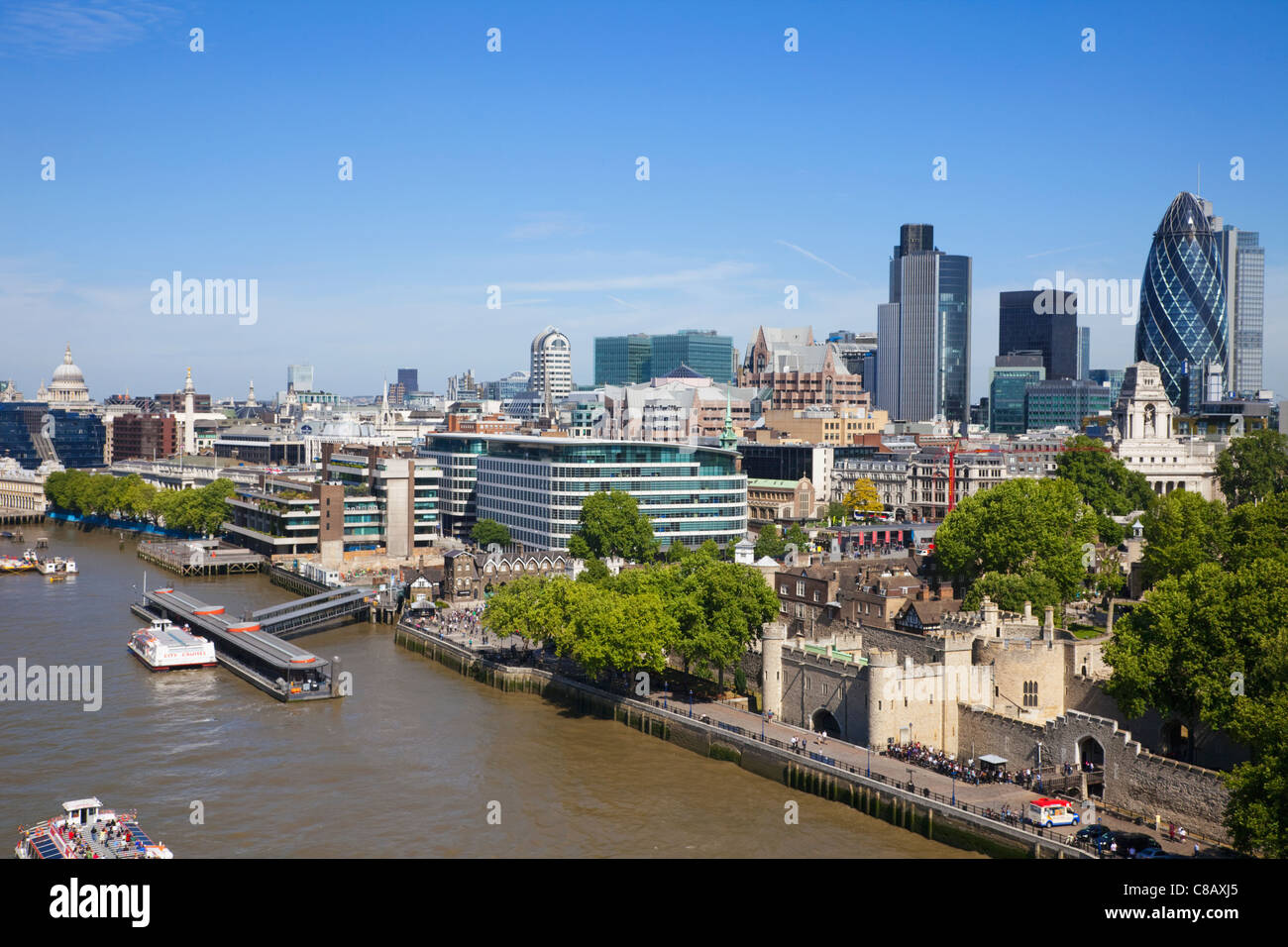 England, London, elevated view of City Skyline from Tower Bridge Stock ...