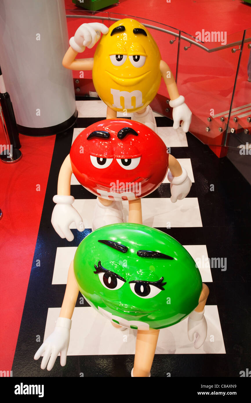 England, London, Leicester Square, Interior display of M&M World Store ...