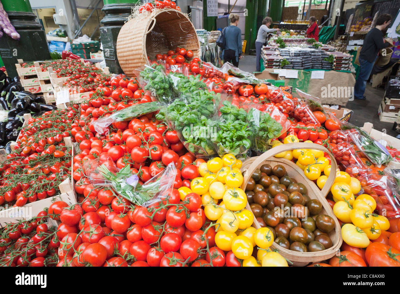 England, London, Southwark, Borough Market, Vegetable Stall, Tomato ...