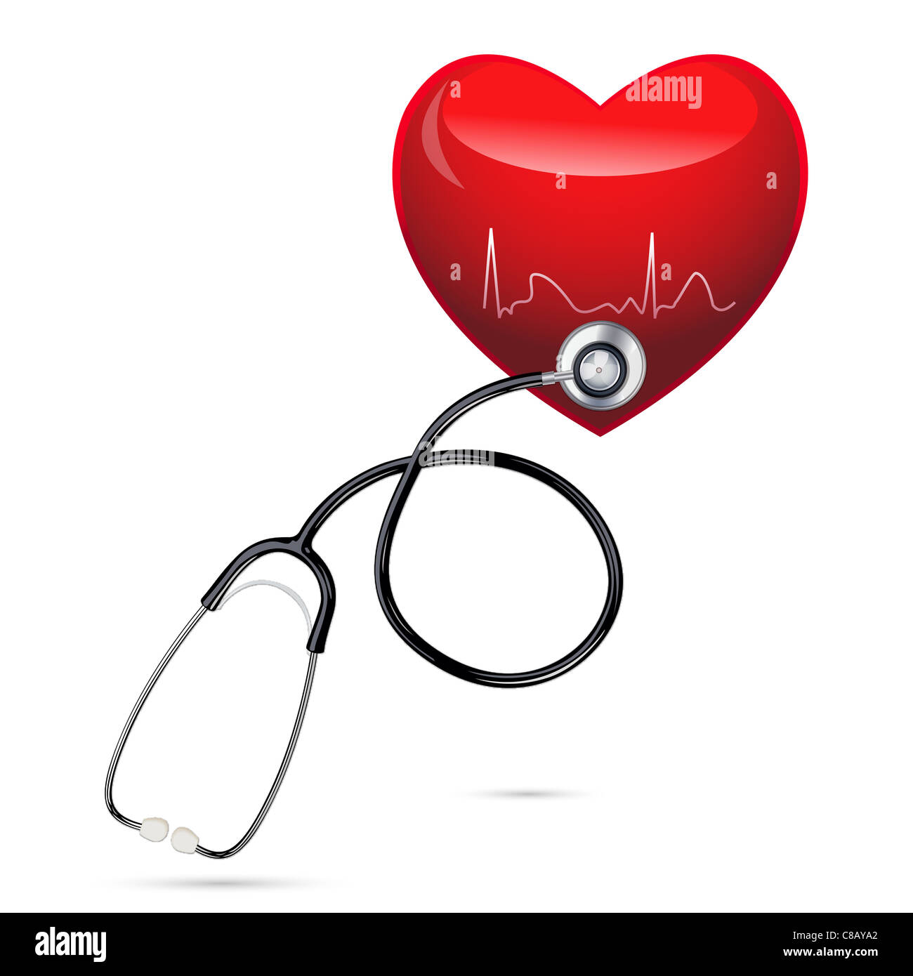 illustration of stethoscope with heart on isolated background Stock ...