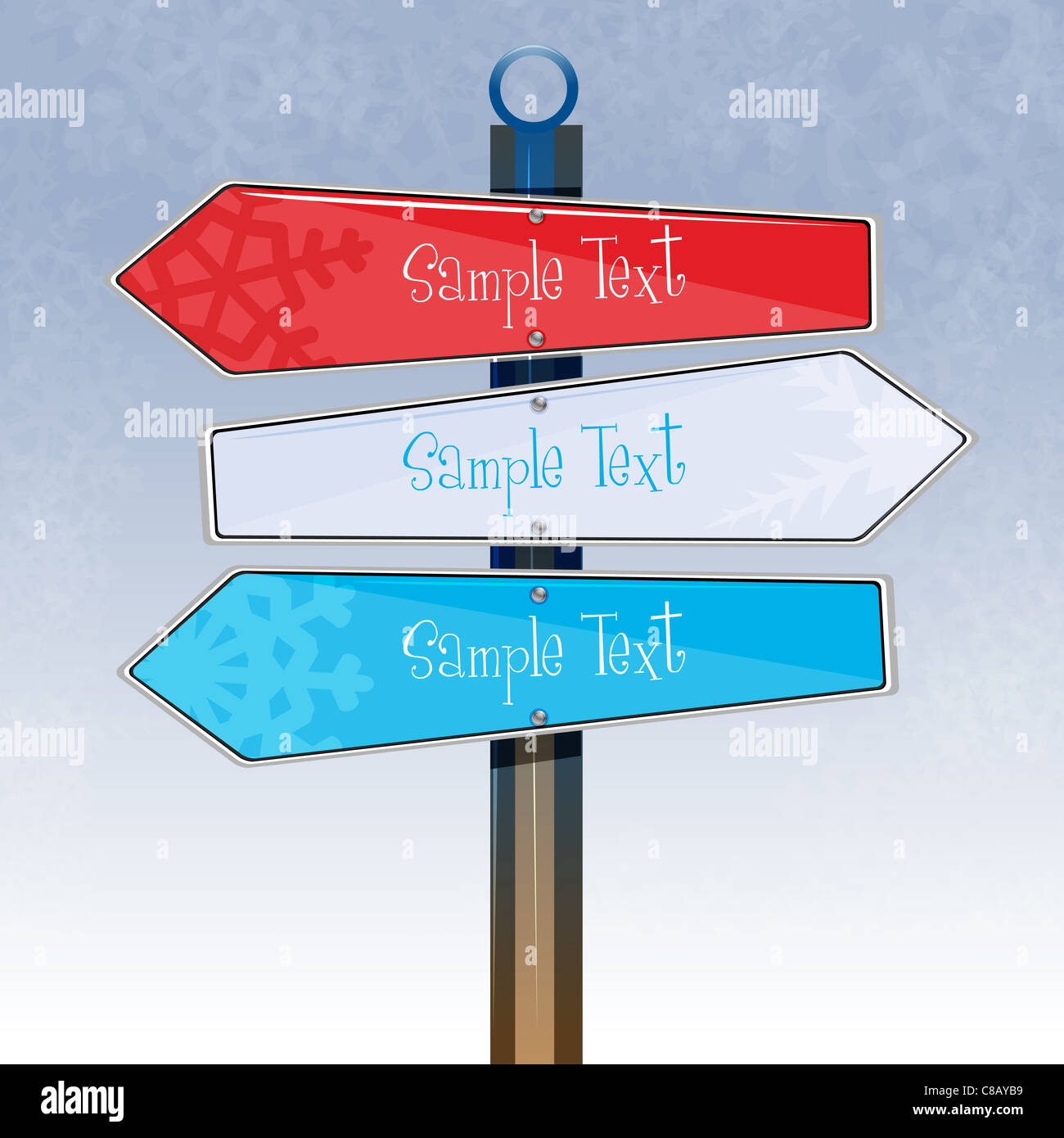 illustration of colorful direction board on white background Stock ...