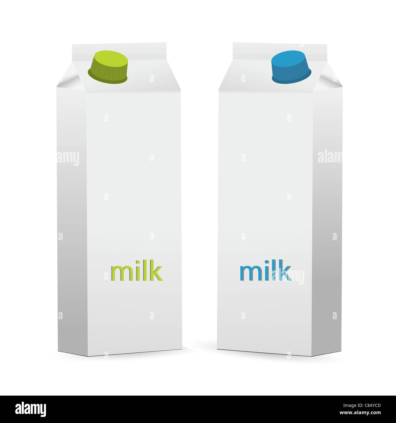 illustration of milk packets on white background Stock Photo - Alamy