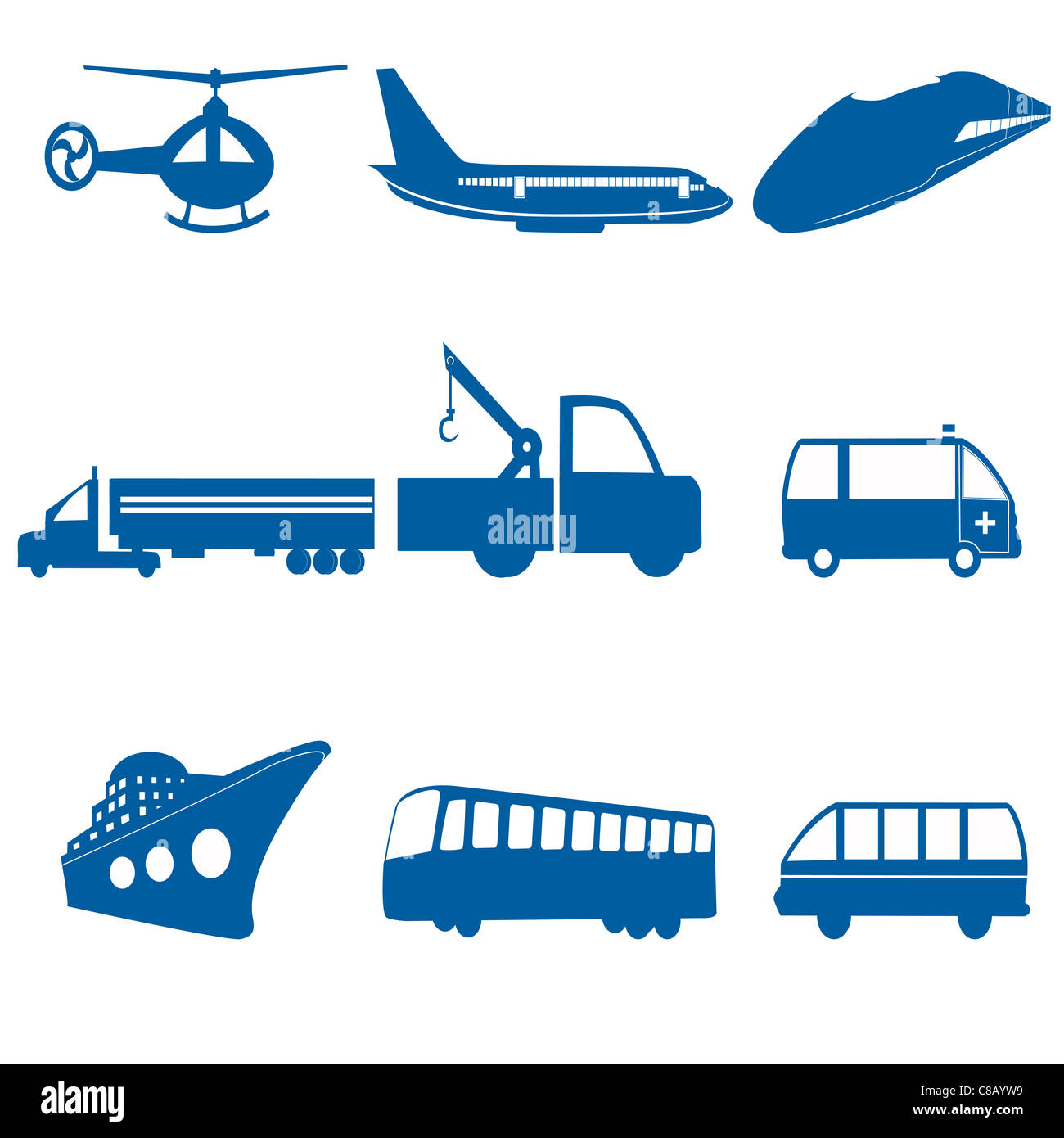 illustration of transportation icons on white background Stock Photo ...