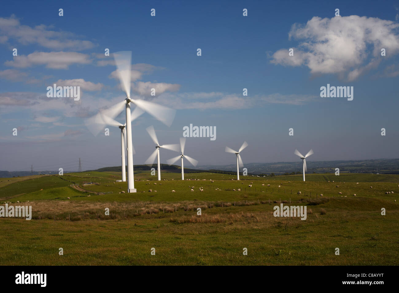 Wind turbines on a Wind farm, South Wales, UK Stock Photo - Alamy