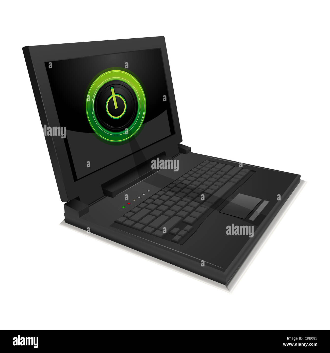 illustration of laptop with power button on white background Stock ...