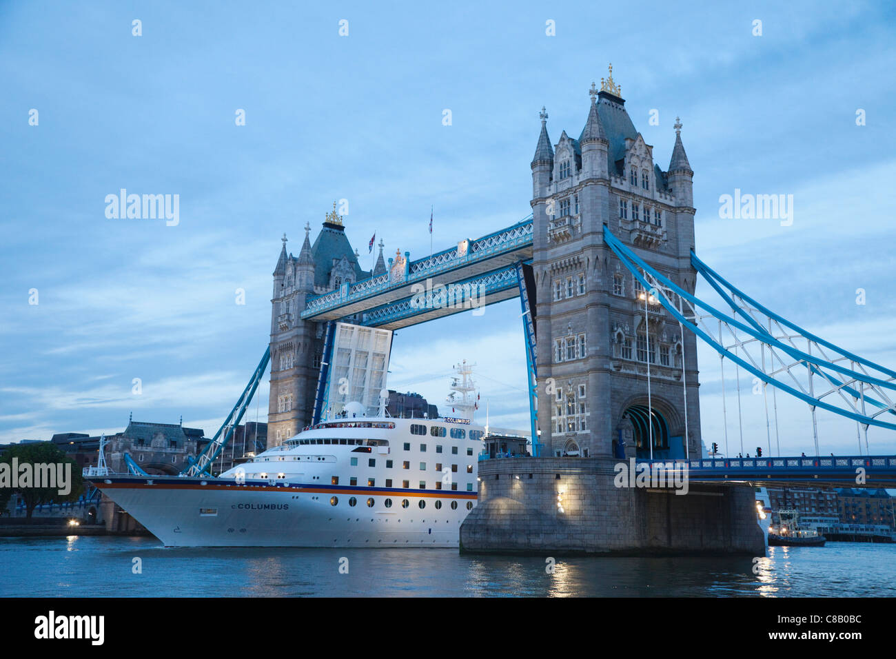 England, London, Tower Bridge and Cruise Boat Stock Photo - Alamy
