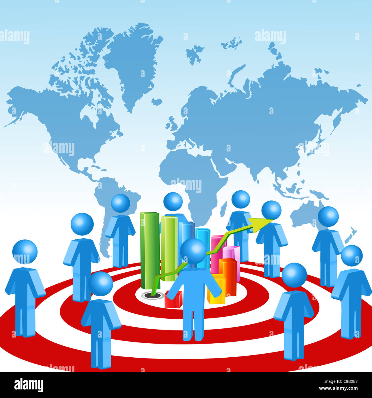 illustration of business people with growth graph Stock Photo - Alamy