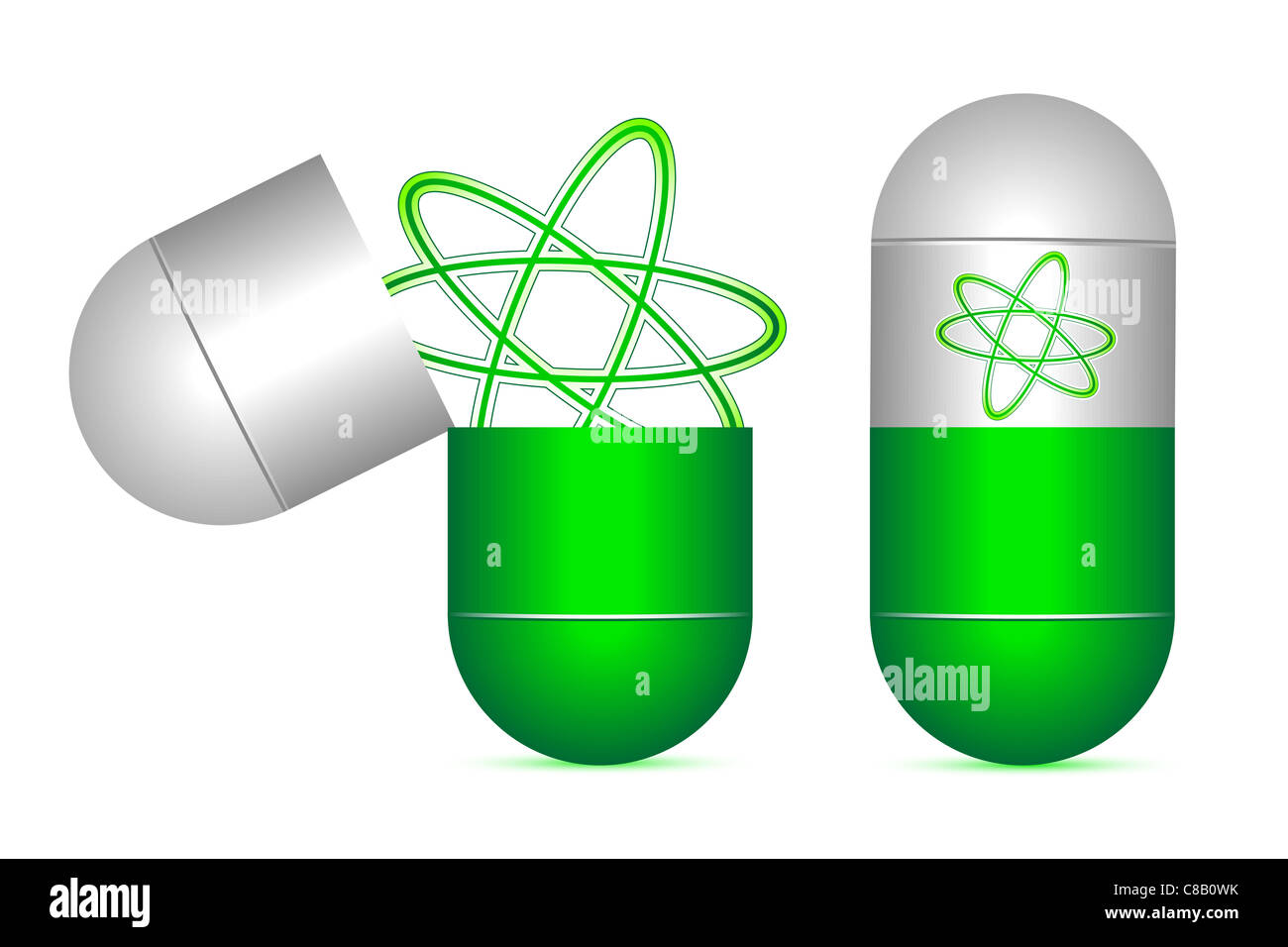 illustration of atom in capsule on isolated background Stock Photo - Alamy