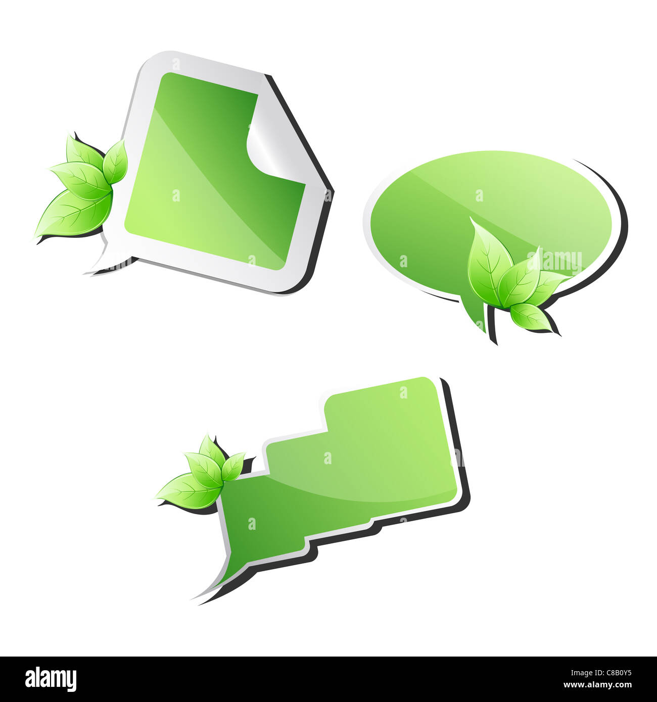 illustration of different dialog bubbles with leaf on white background ...