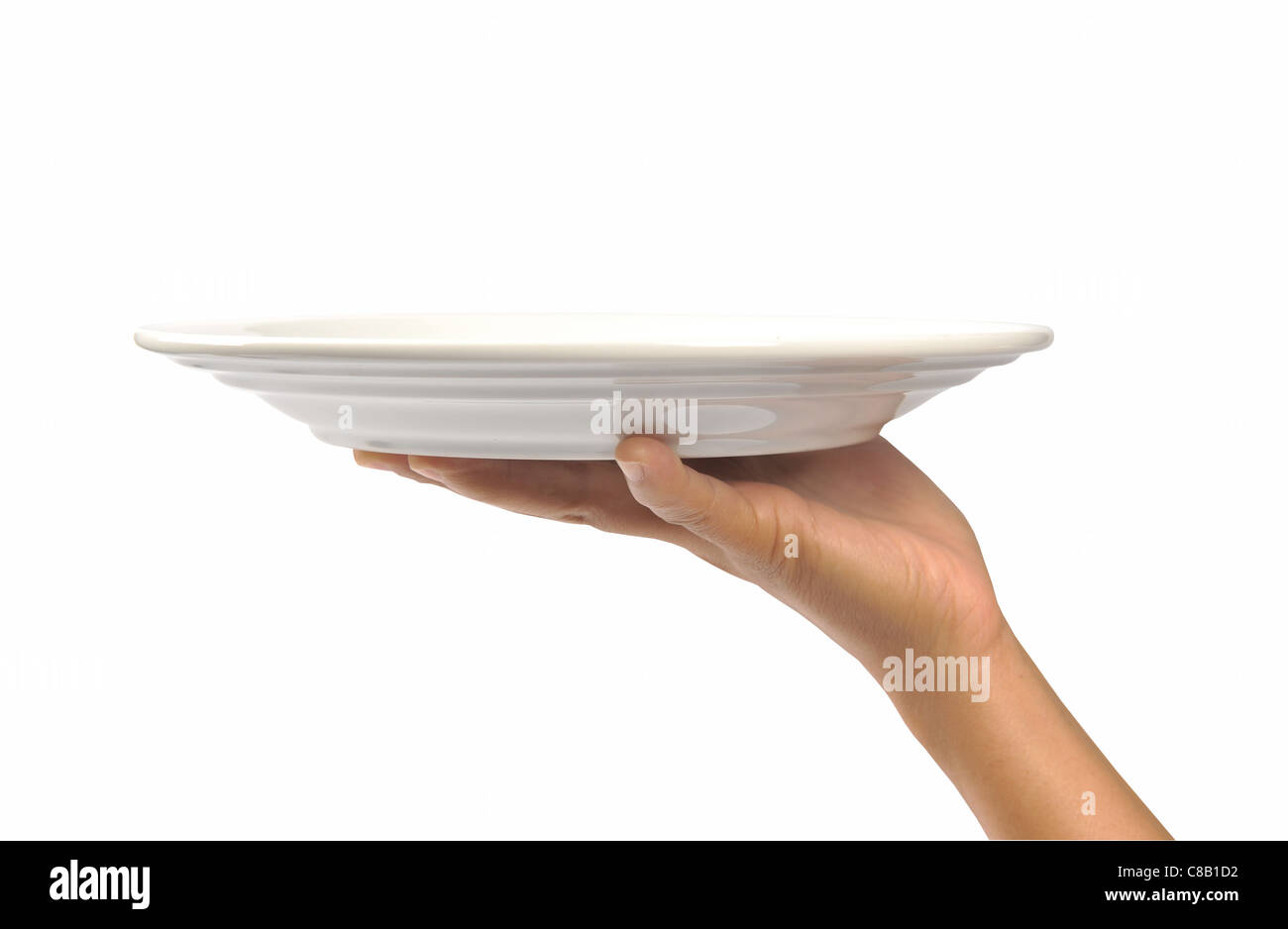 white bowl on hand on white background Stock Photo - Alamy