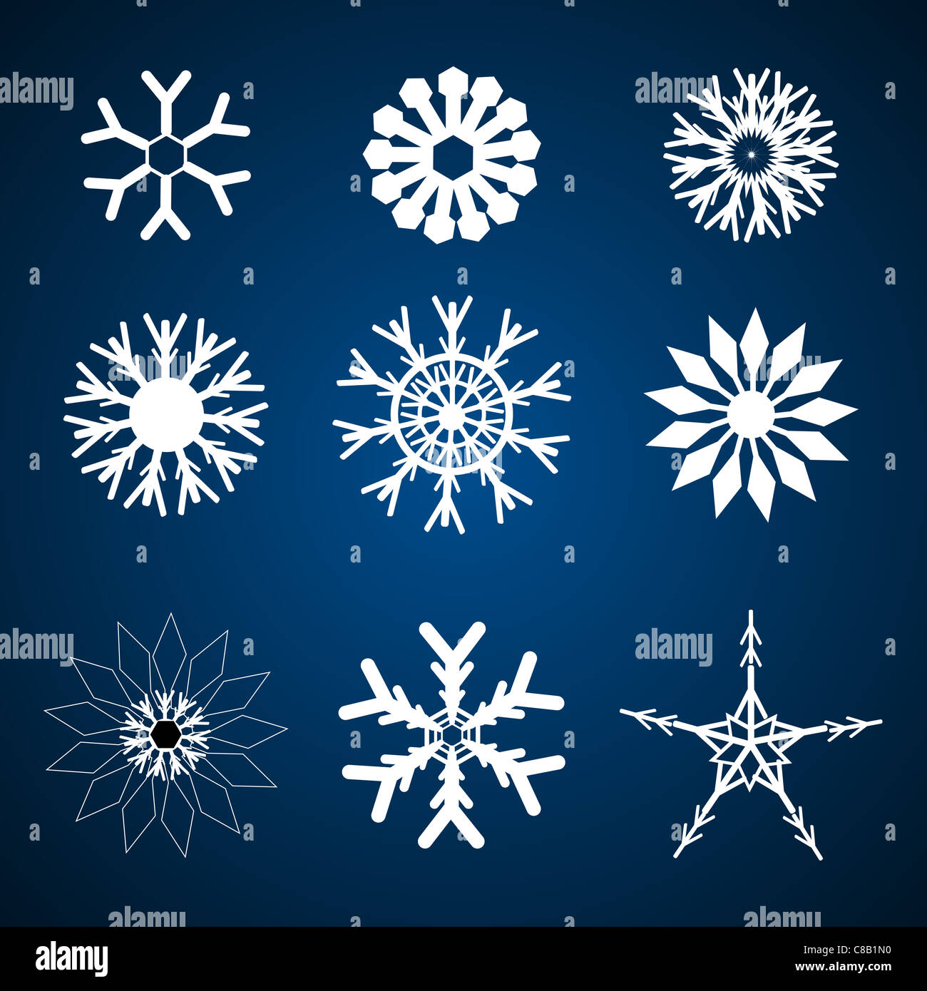 illustration of different snowflakes Stock Photo - Alamy