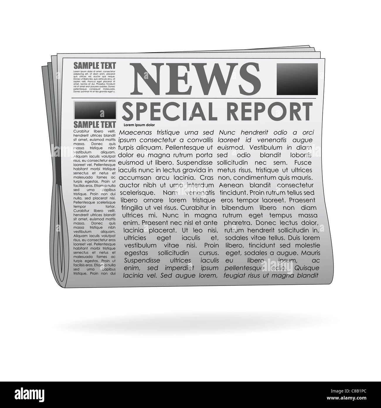 illustration of special report news paper on isolated background Stock ...