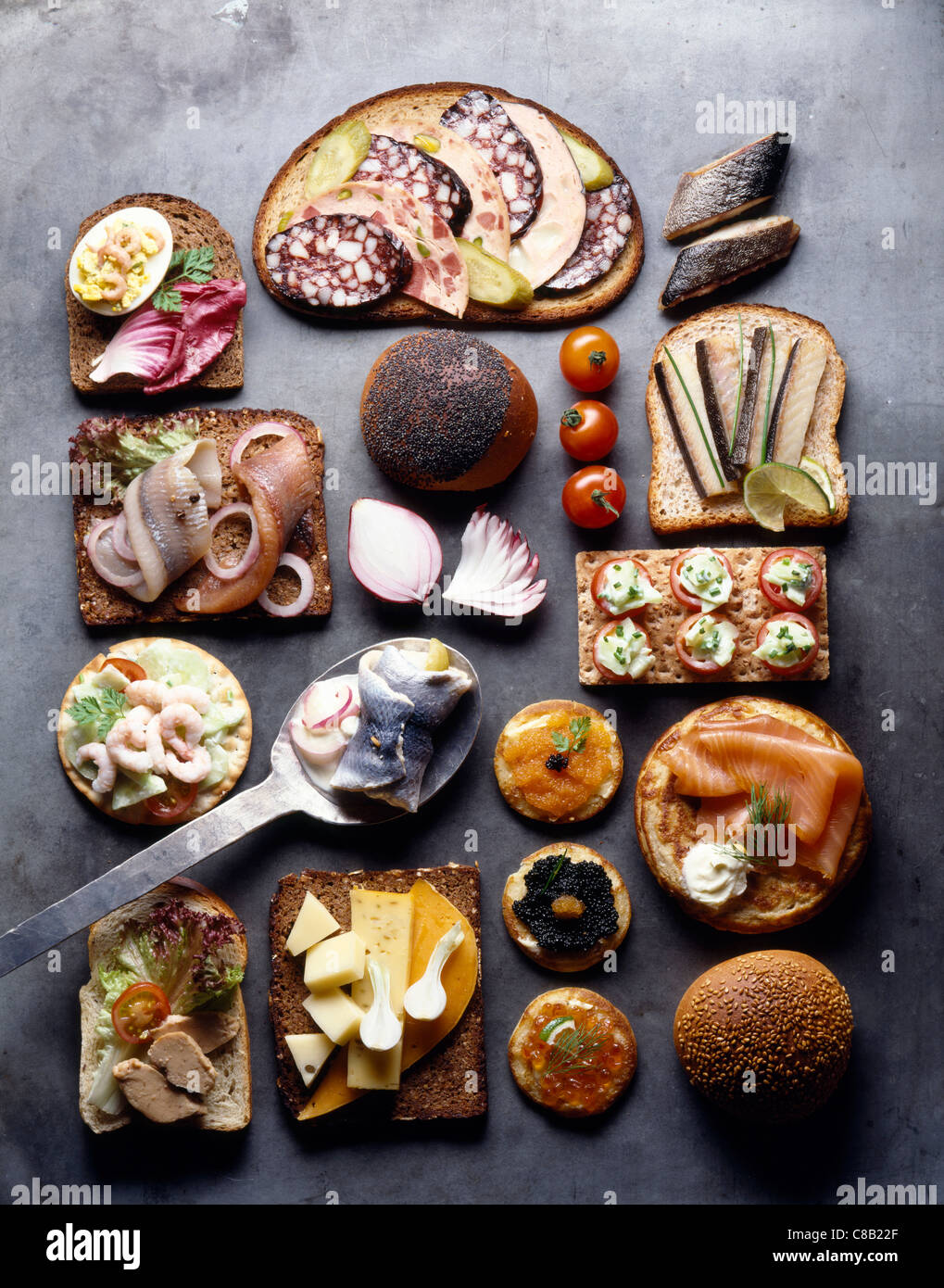 Mini open sandwiches Stock Photo - Alamy