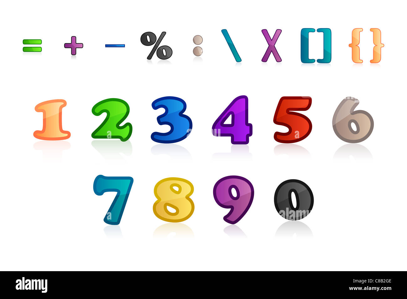 illustration of set of numbers and characters on white background Stock ...