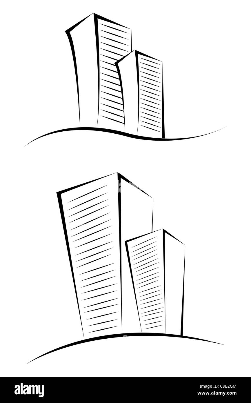 illustration of sketchy buildings on isolated background Stock Photo ...