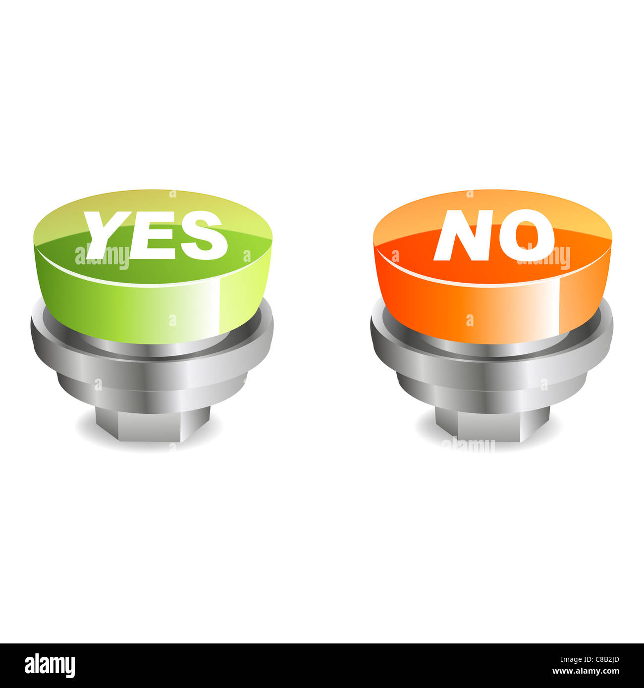illustration of yes and no buttons on white background Stock Photo - Alamy