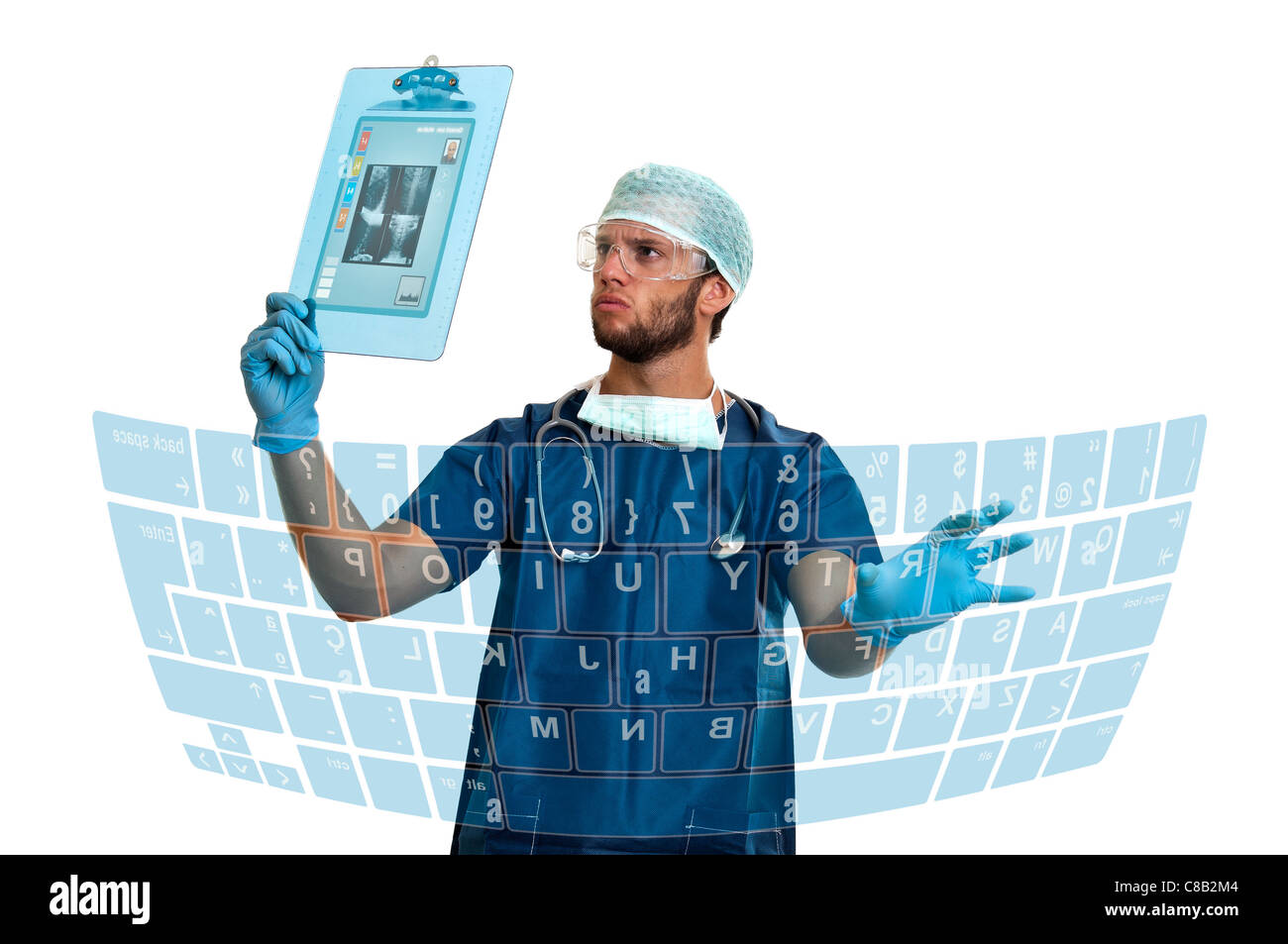 Doctor with high-tech screens in his lab Stock Photo - Alamy