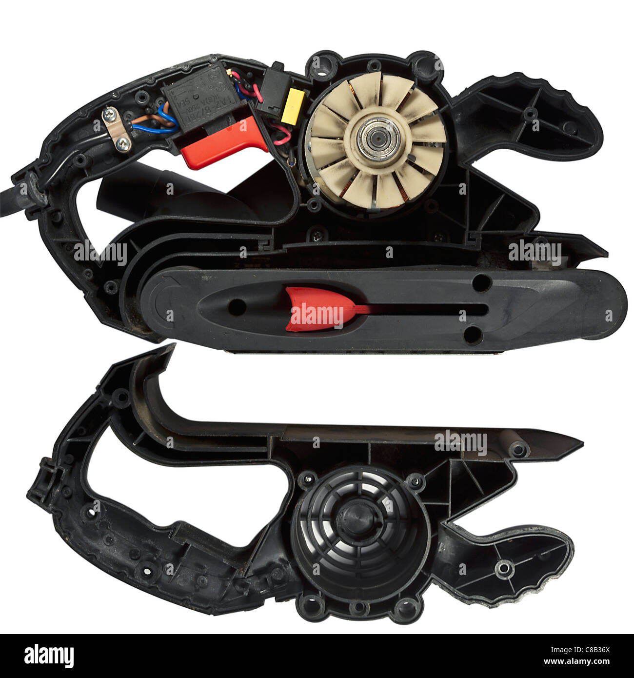 Hand held belt sander stripped for repair or cleaning with work path ...