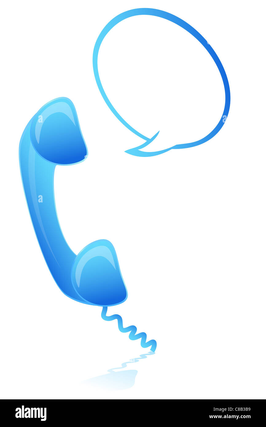 illustration of phone with dialog box on white background Stock Photo ...