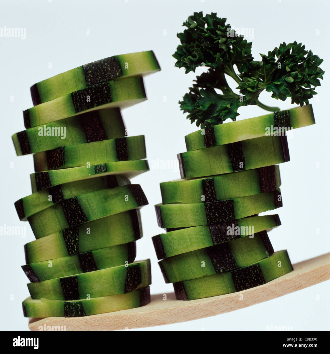 Stacked round slices of courgette Stock Photo - Alamy