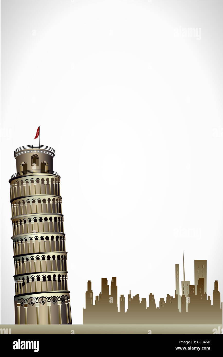 illustration of leaning tower of pisa on white background Stock Photo ...