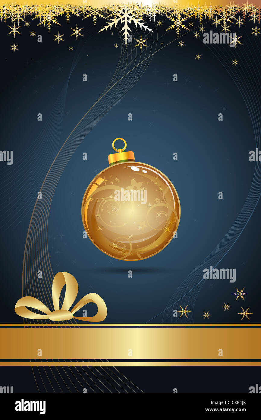 illustration of golden christmas card on white background Stock Photo ...