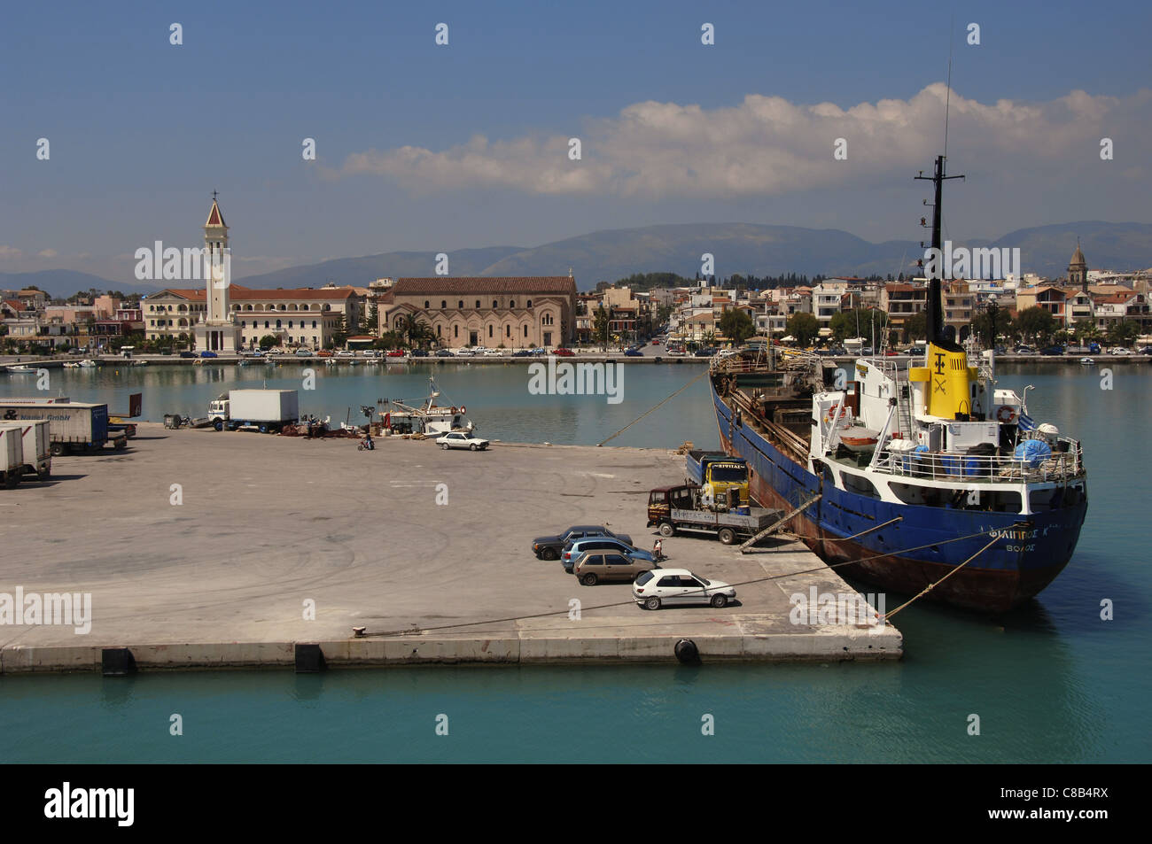 Greece. Zante (Zakynthos). Port and city at the background. Island of ...