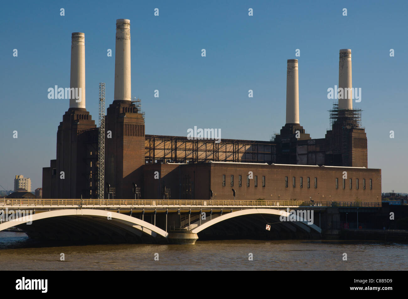 Battersea power station and Chelsea bridge west London England UK ...