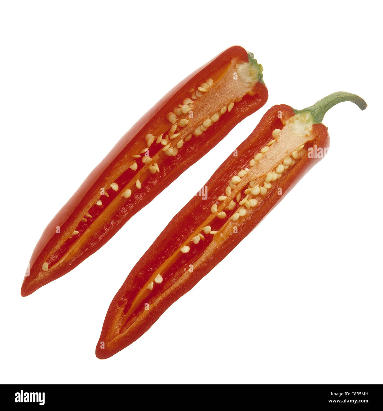 Sliced long red pepper Stock Photo - Alamy