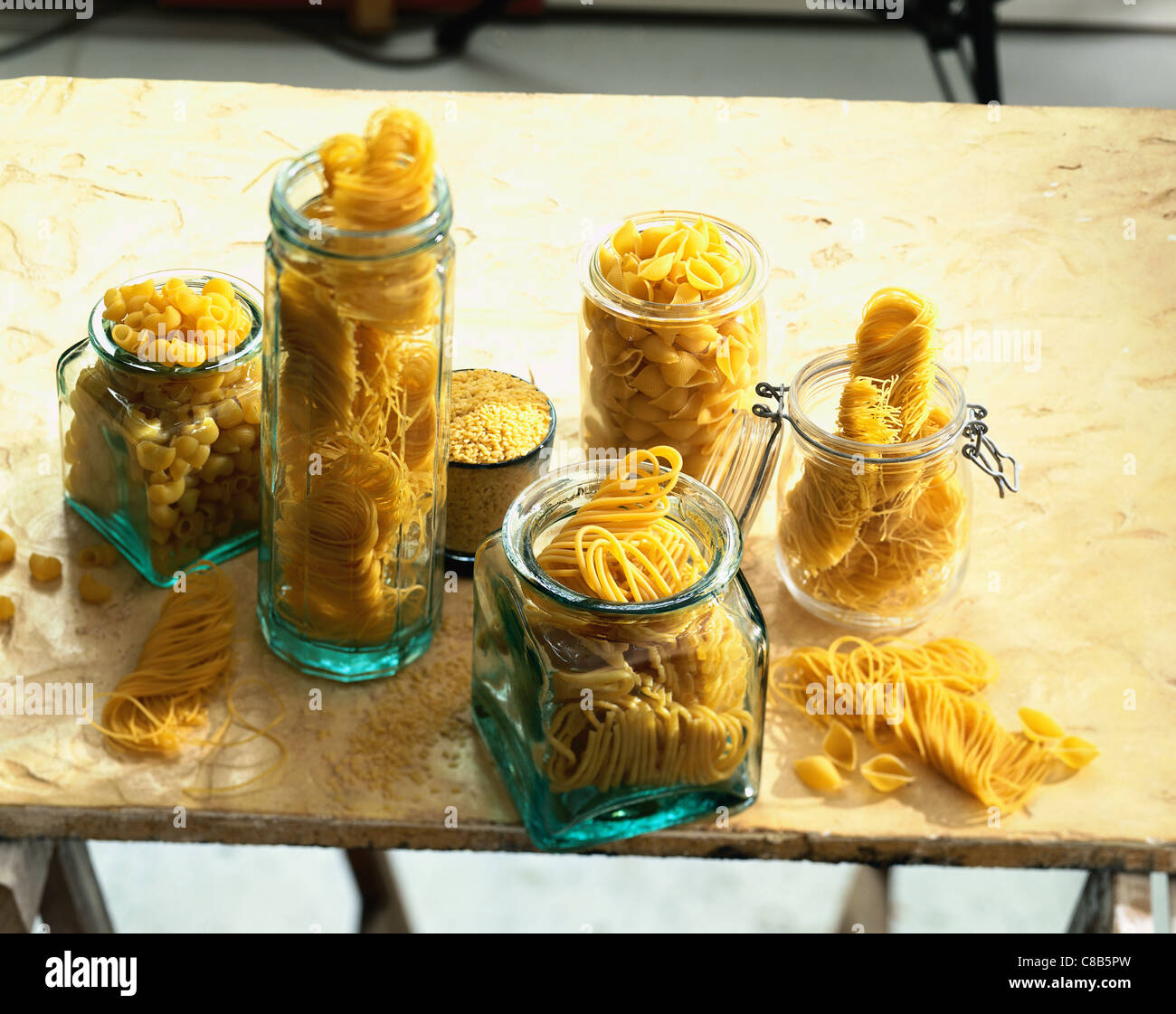 assorted pasta - Mediterranean cooking atmosphere Stock Photo - Alamy