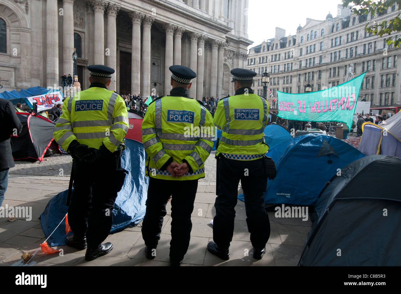 Occupy London in front of St Paul's. Part of worldwide protest . Police ...