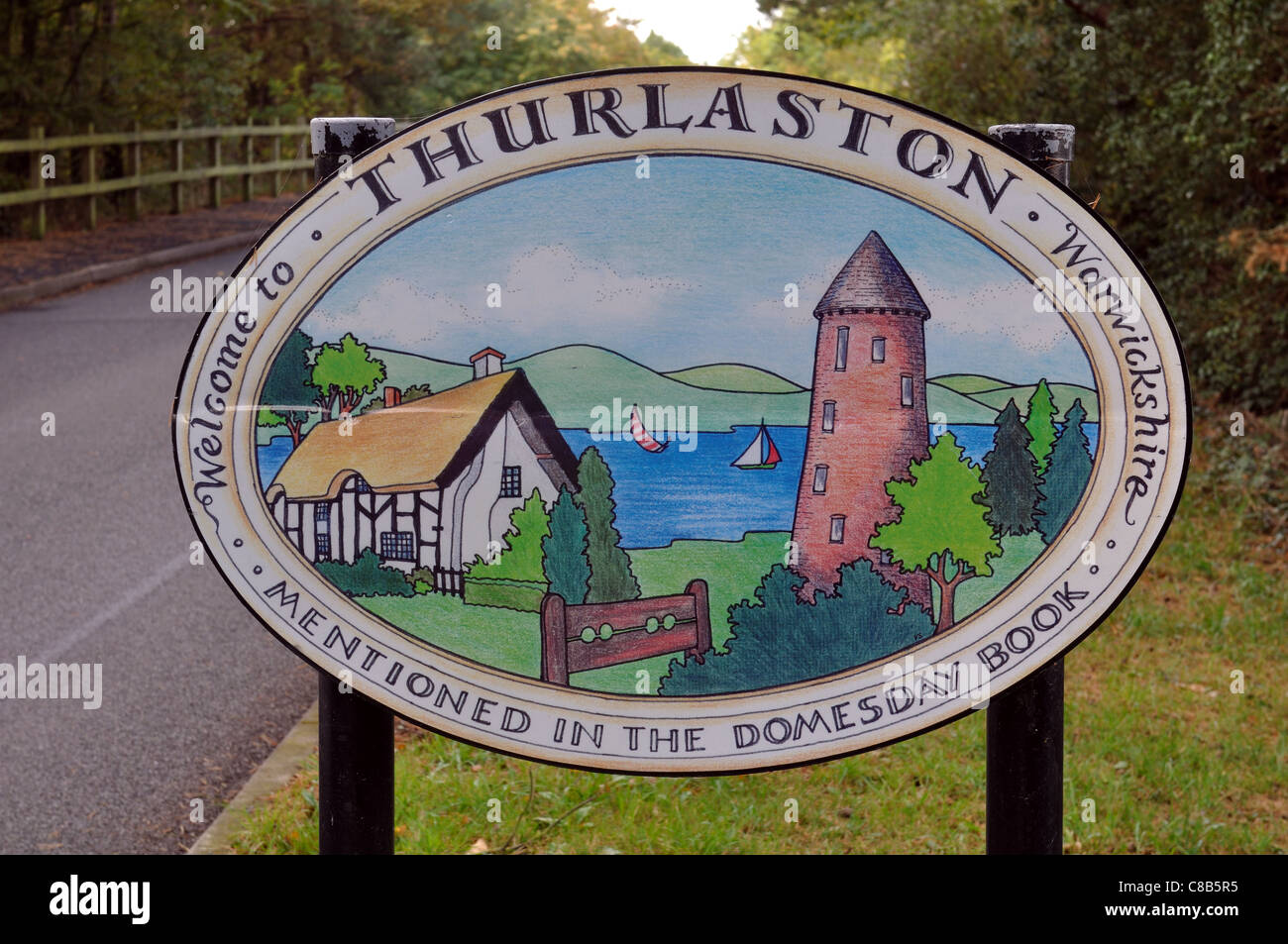 Thurlaston village sign, Warwickshire, England, UK Stock Photo - Alamy