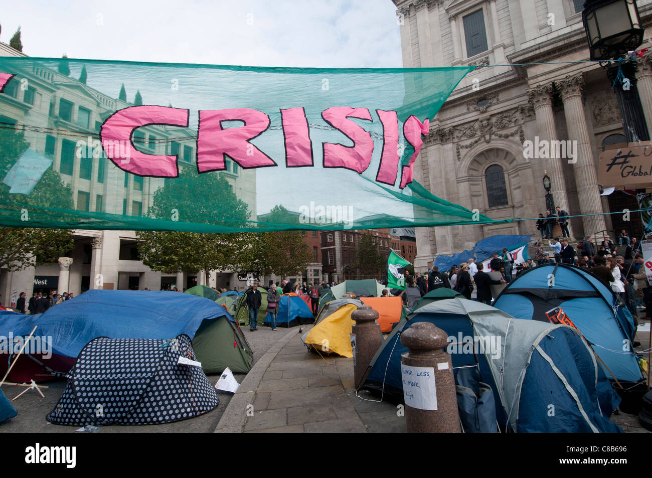 Occupy London in front of St Paul's. Part of worldwide protest . Tents ...