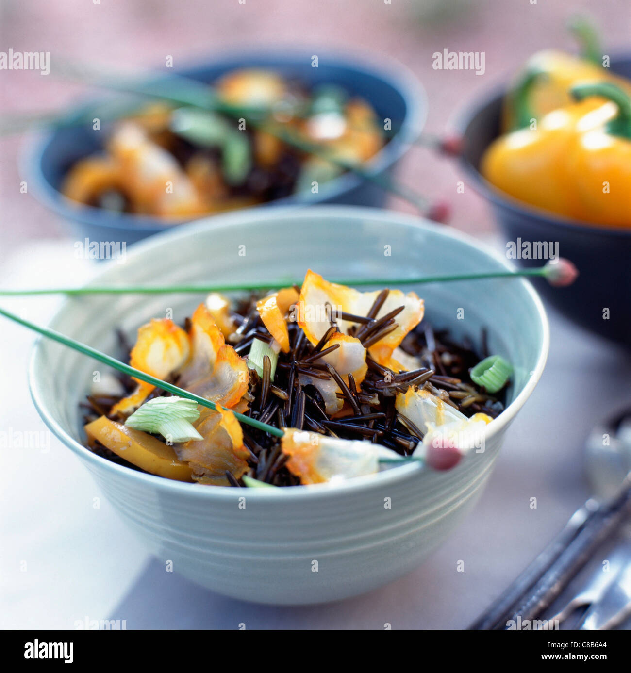 wild rice, chive and haddock salad Stock Photo - Alamy
