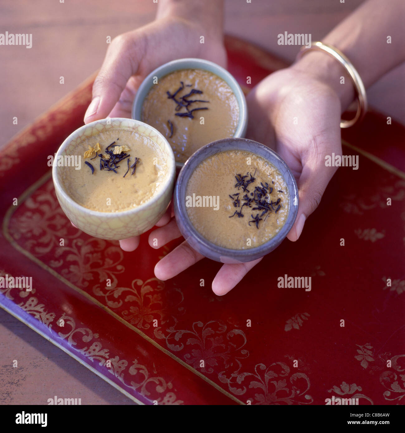 mini tea-flavored cream desserts Stock Photo - Alamy