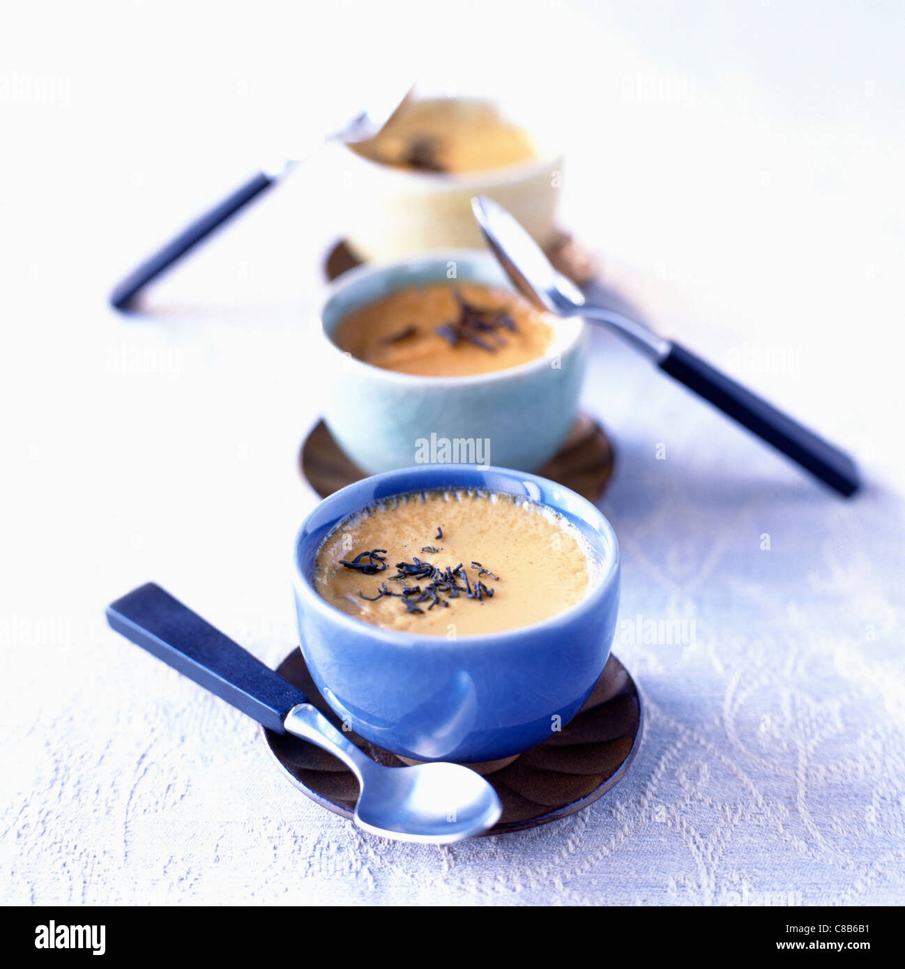 Mini tea-flavored cream desserts Stock Photo - Alamy