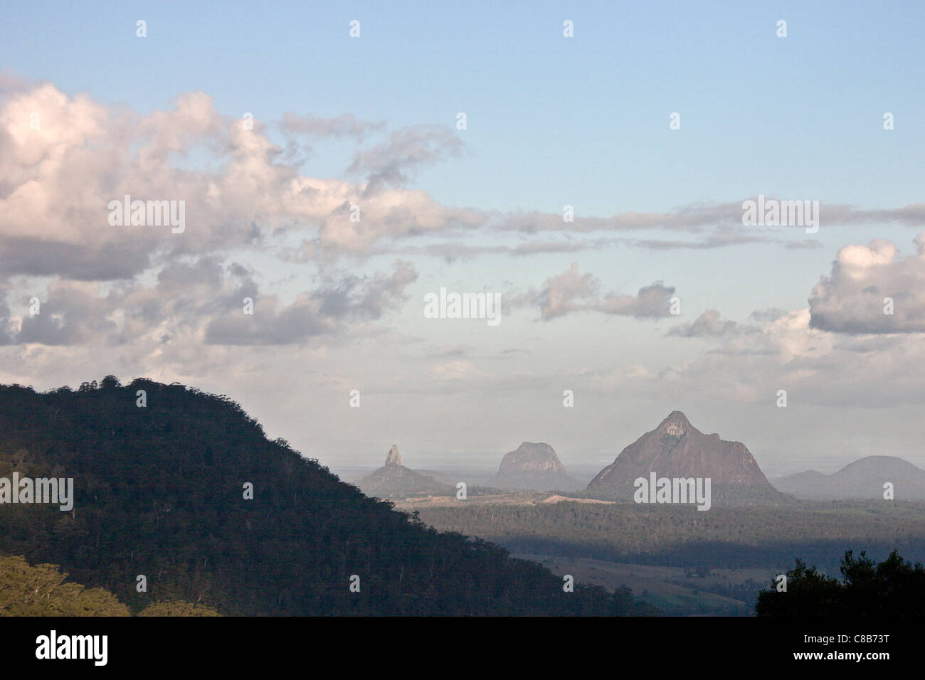 Glasshouse Mountains, Queensland, Australia - Mt Beerwah in right of ...