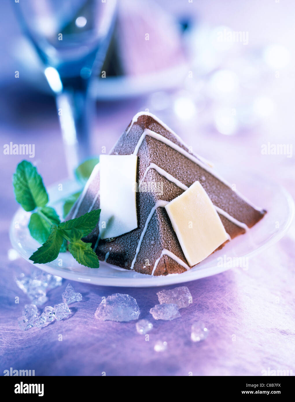 Two chocolate ice cream pyramid dessert Stock Photo - Alamy