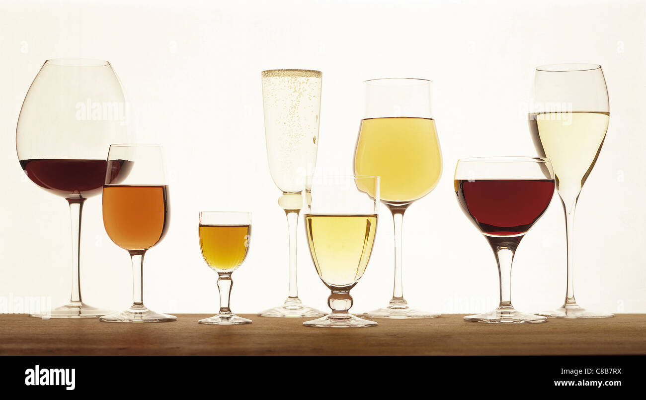 assorted glasses of wine Stock Photo - Alamy