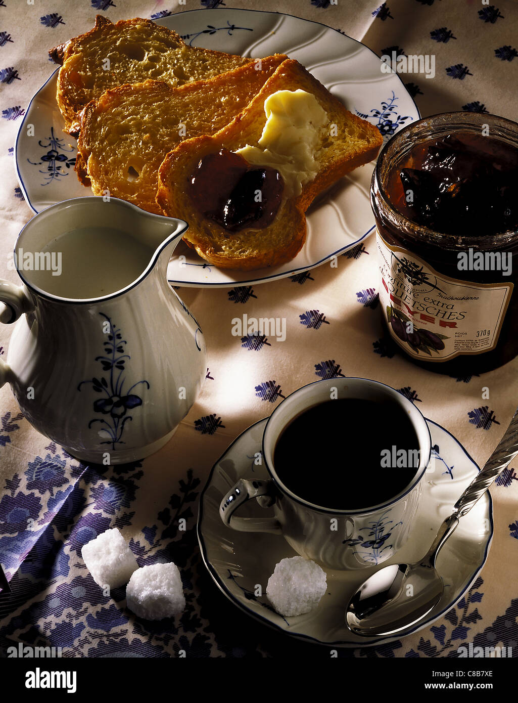 breakfast with coffee, brioche and jam Stock Photo - Alamy