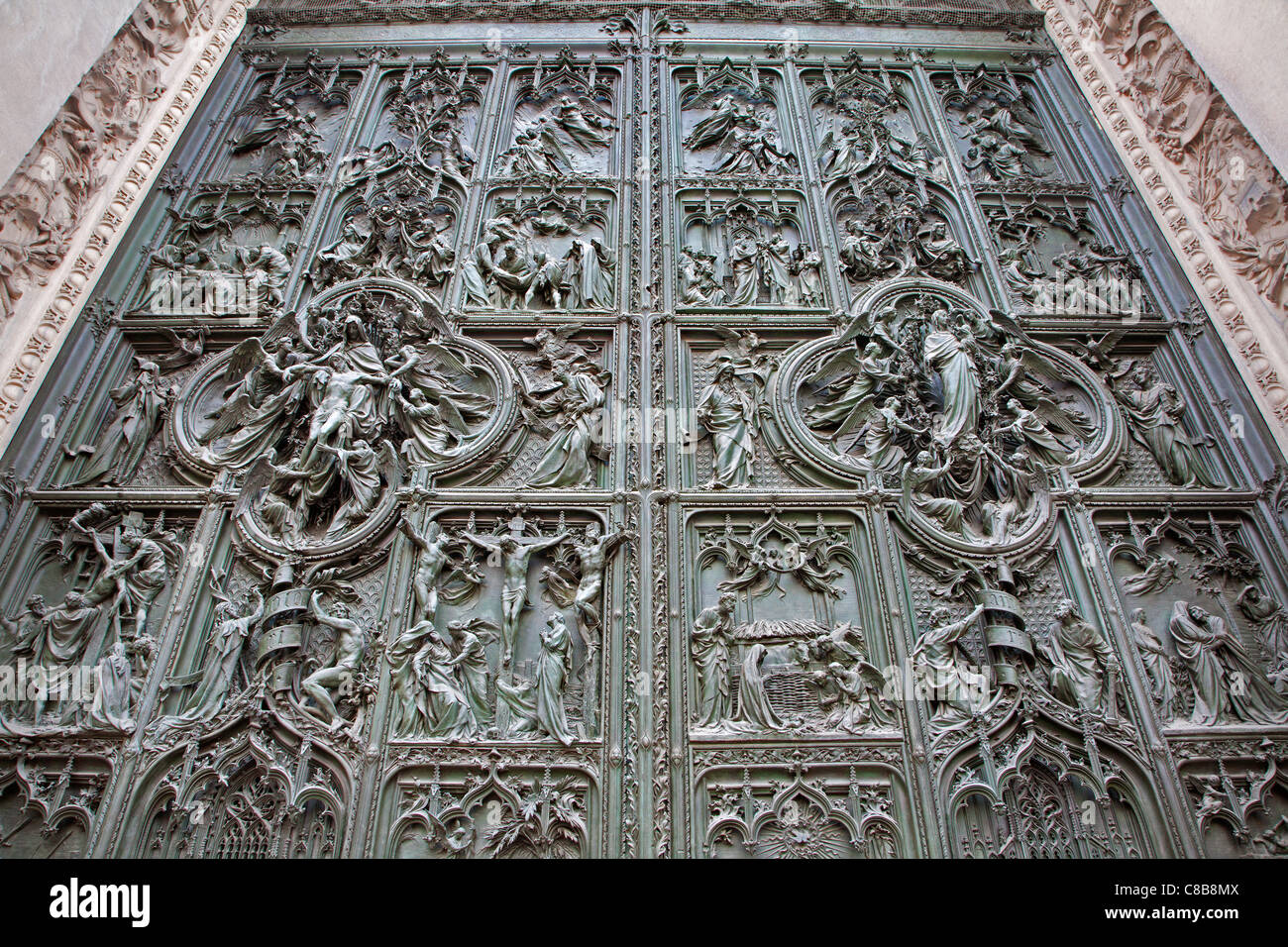 Milan - detail from main bronze gate of Duomo cathedral by Ludovico ...