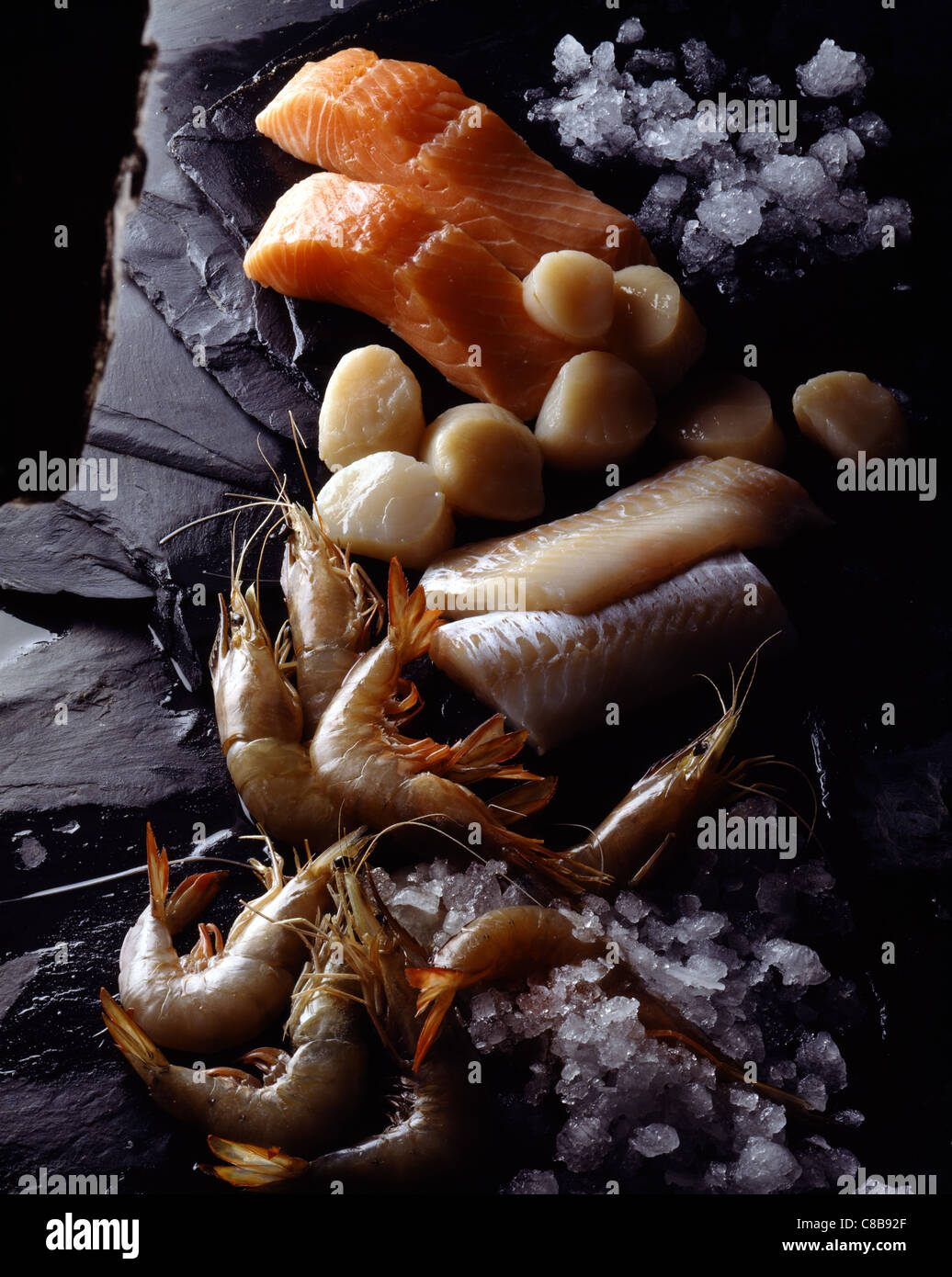 selection of fish and shellfish Stock Photo - Alamy