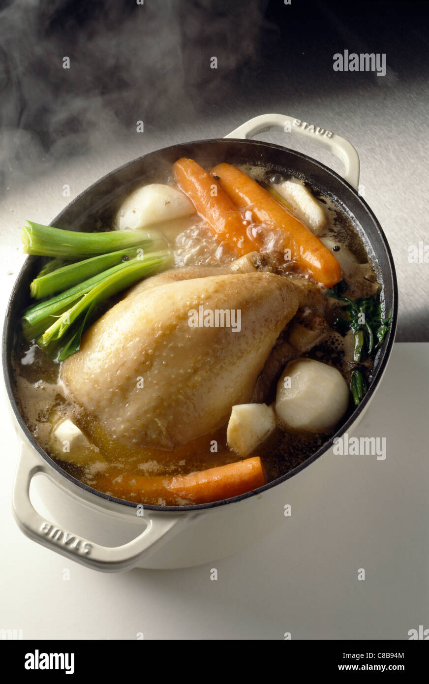Chicken boiled with vegetables Stock Photo - Alamy