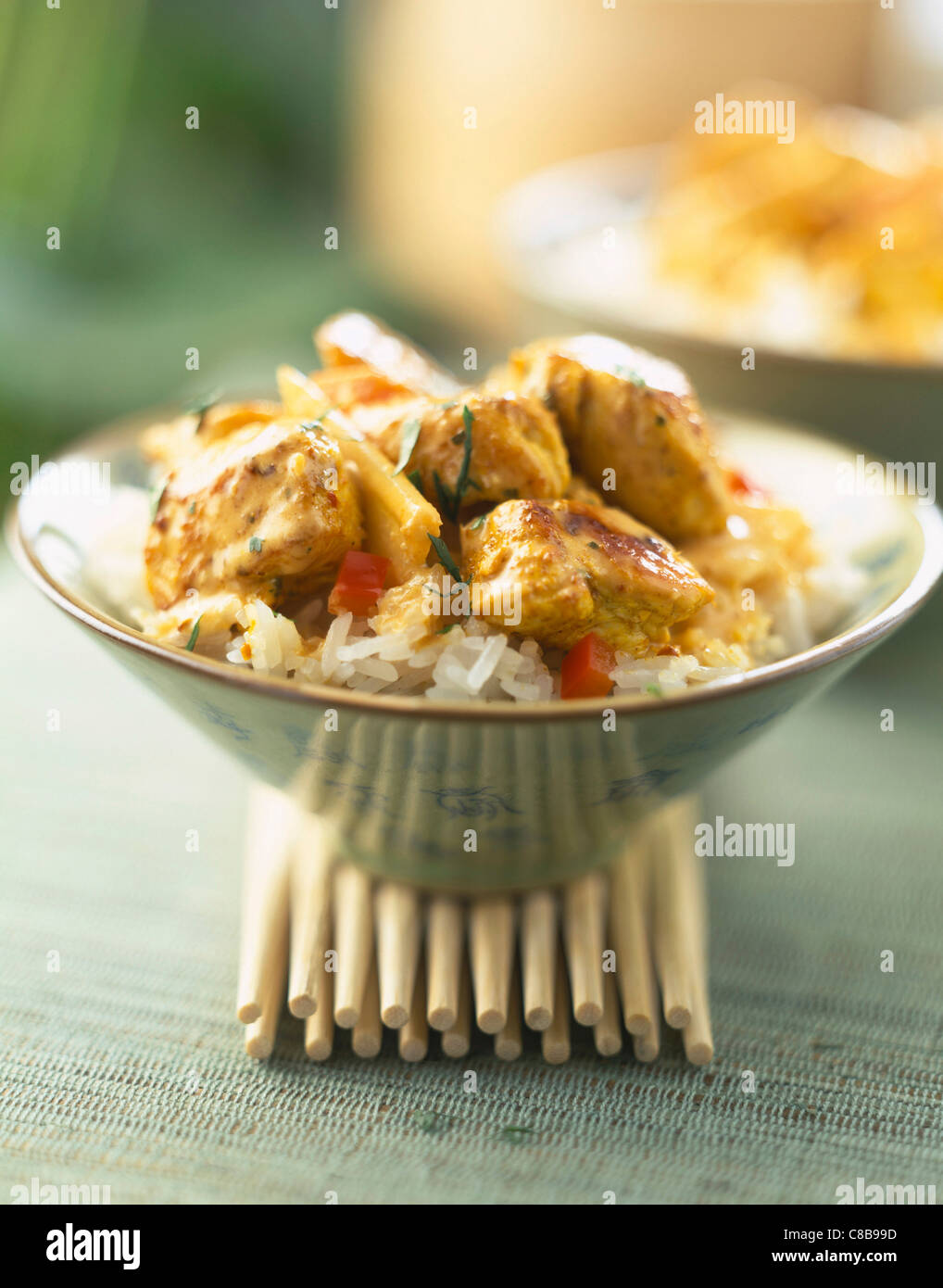Thai chicken curry with rice Stock Photo - Alamy