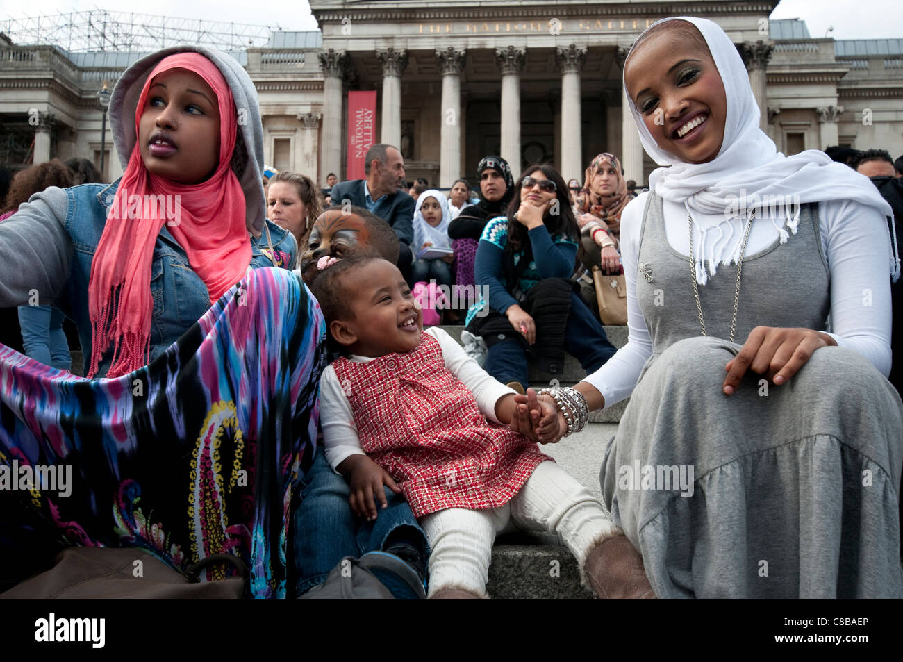 The Muslim community in London celebrate Eid ul-Fitr inn Trafalgar ...