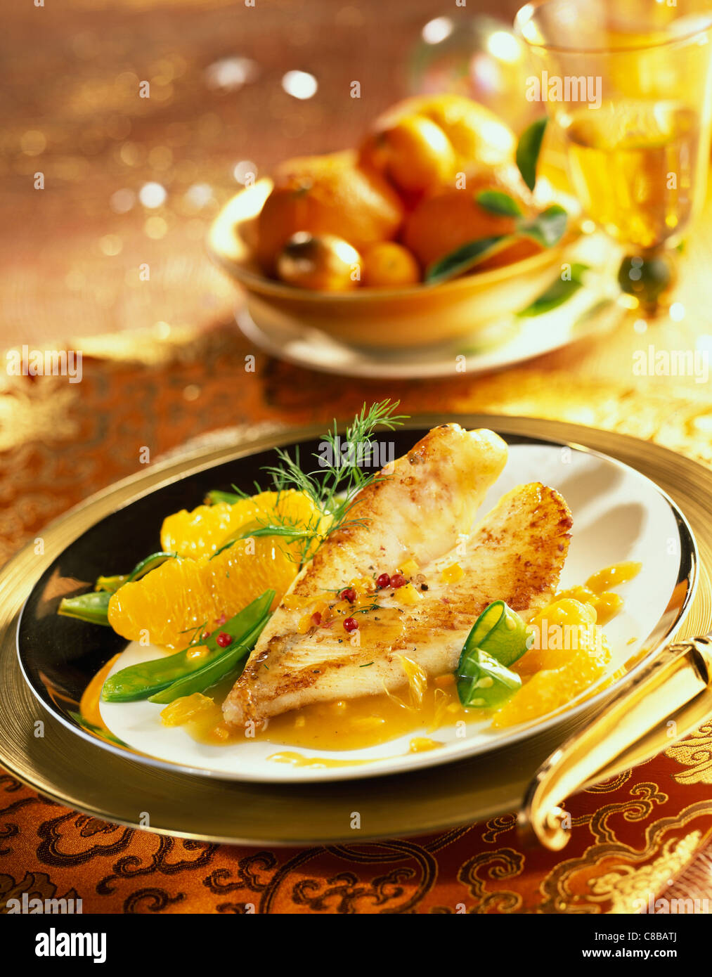 Fillet of John Dory fish in citrus fruit butter Stock Photo - Alamy