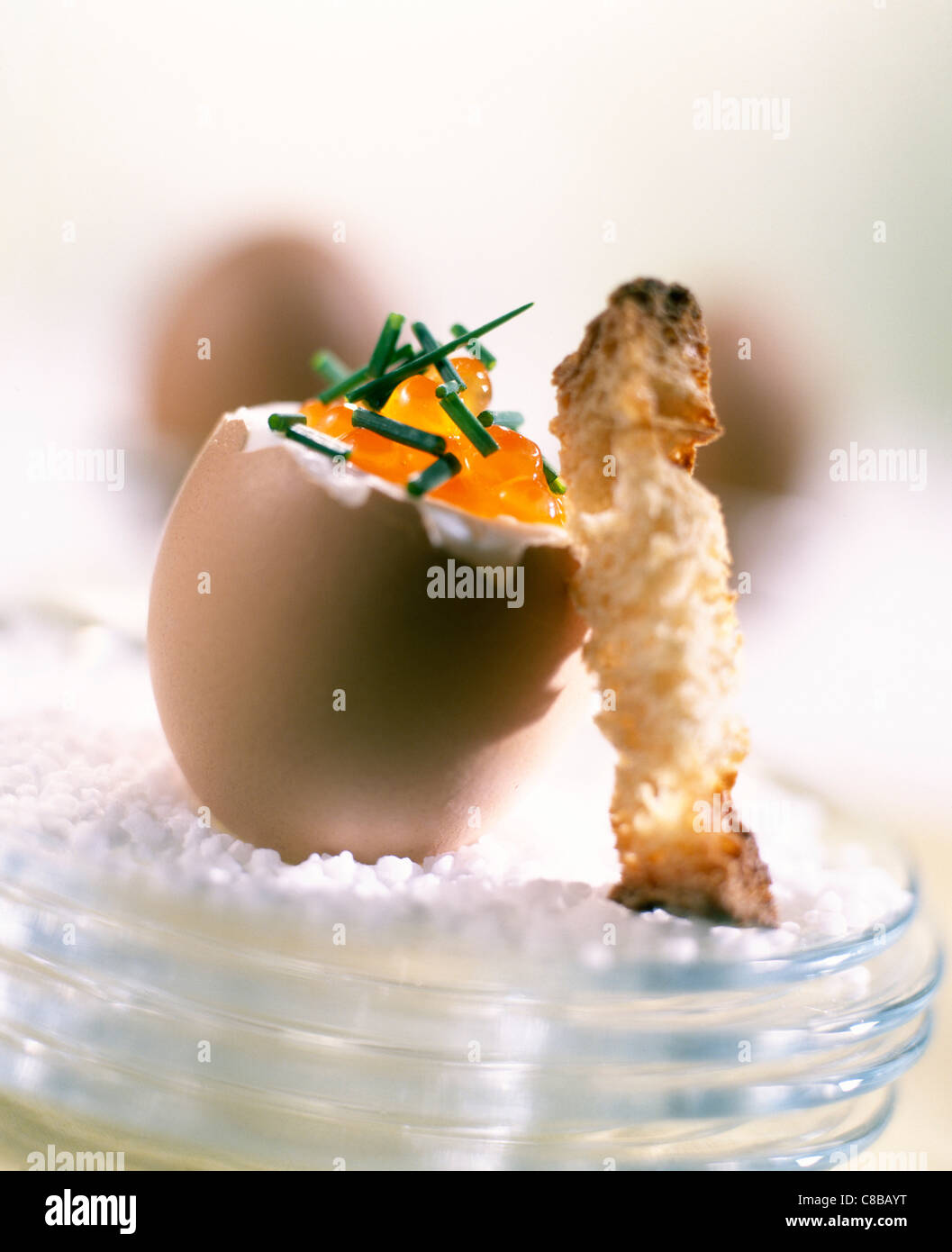 Boiled egg with fish roe Stock Photo - Alamy