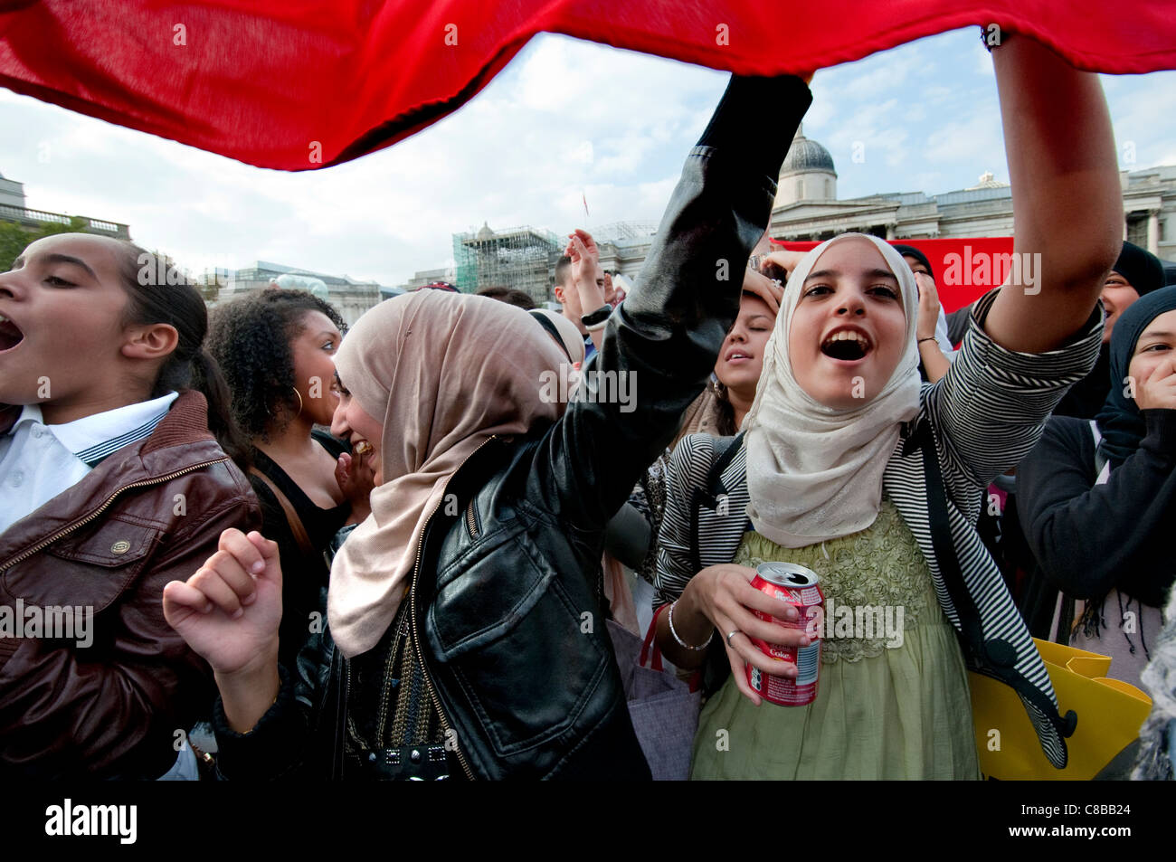 The Muslim community in London celebrate Eid ul-Fitr inn Trafalgar ...